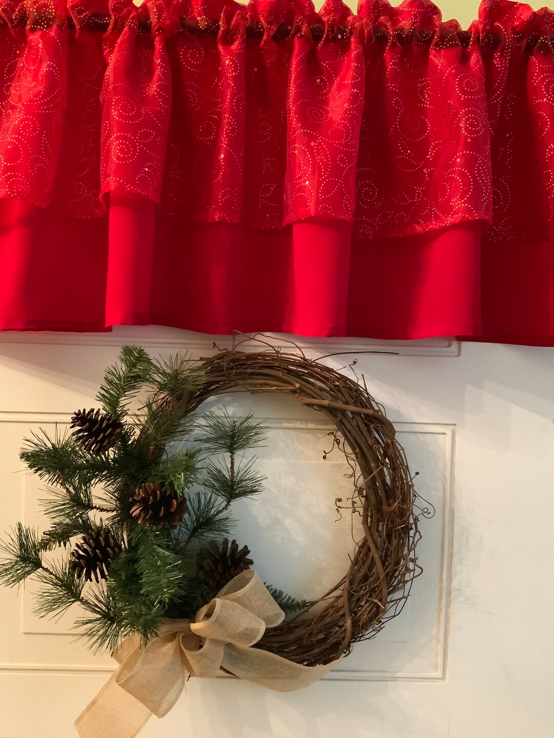 Christmas Double Layered Red Organza Valance. Holiday Decor Valance. - Etsy