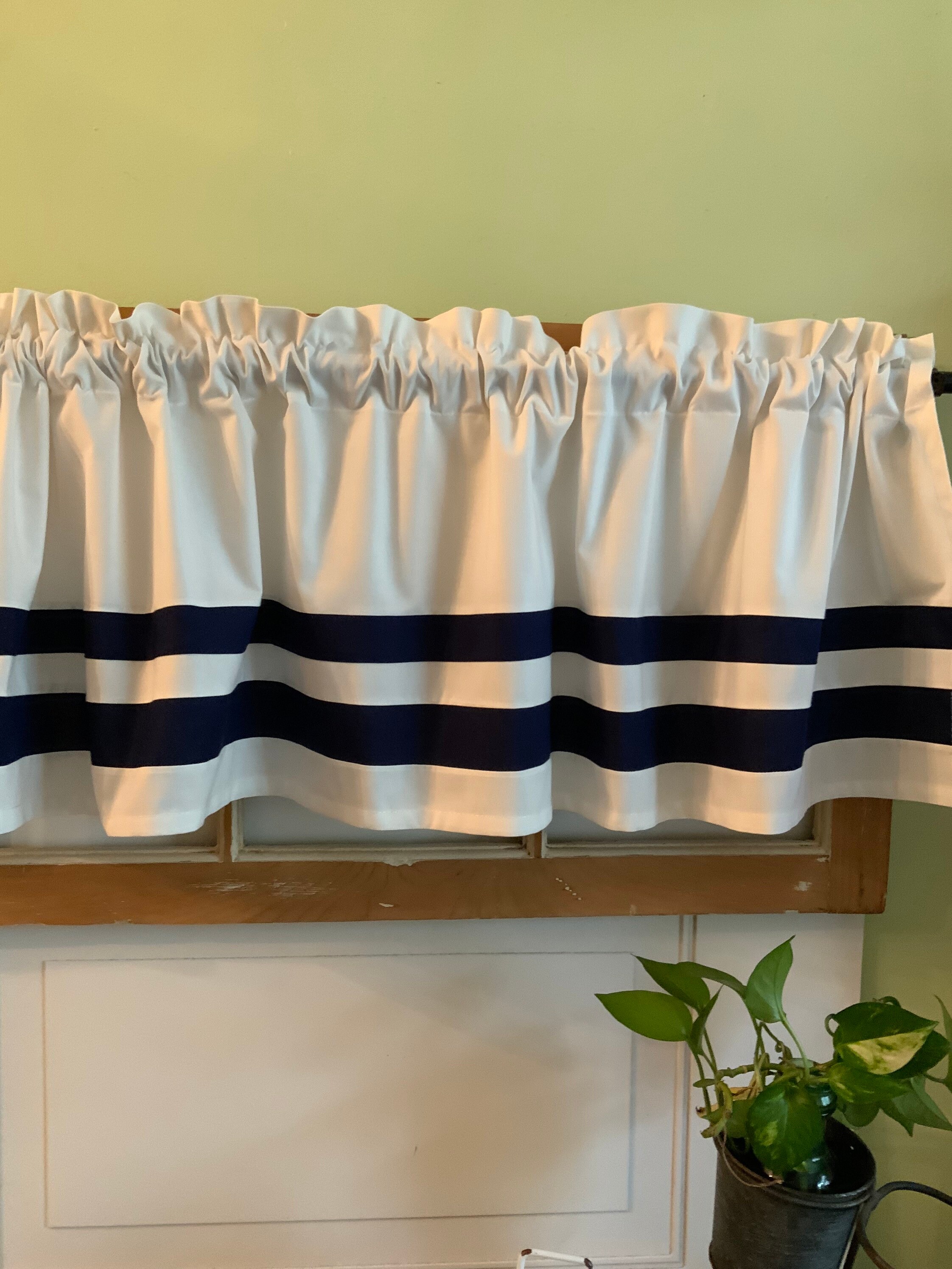 Navy Blue and White Stripes Valance. Spring Summer Decor. - Etsy