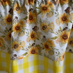 Sunflowers and Birds Valance, French Country Decor. Spring Decor Yellow ...