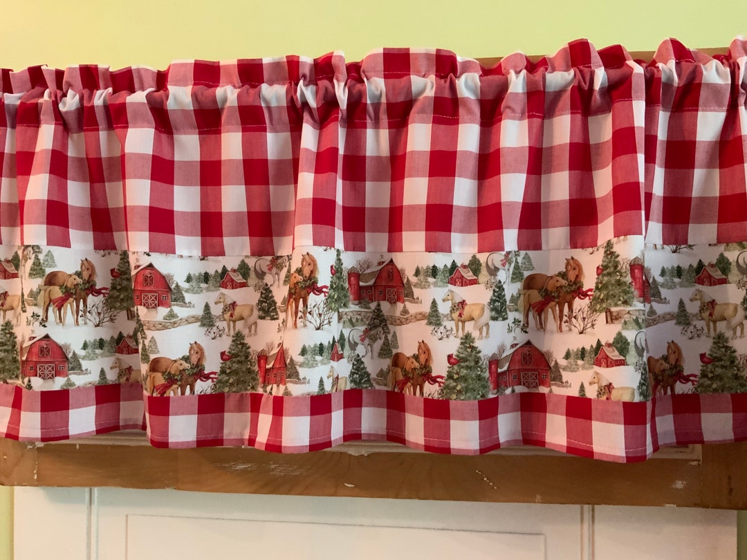 Christmas at the Farm Red White Plaid Valance. - Etsy