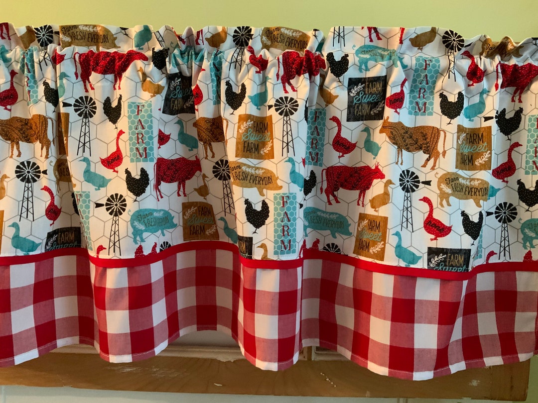 Farm Animals Valance. Farmhouse Decor Valance, Country Home. - Etsy