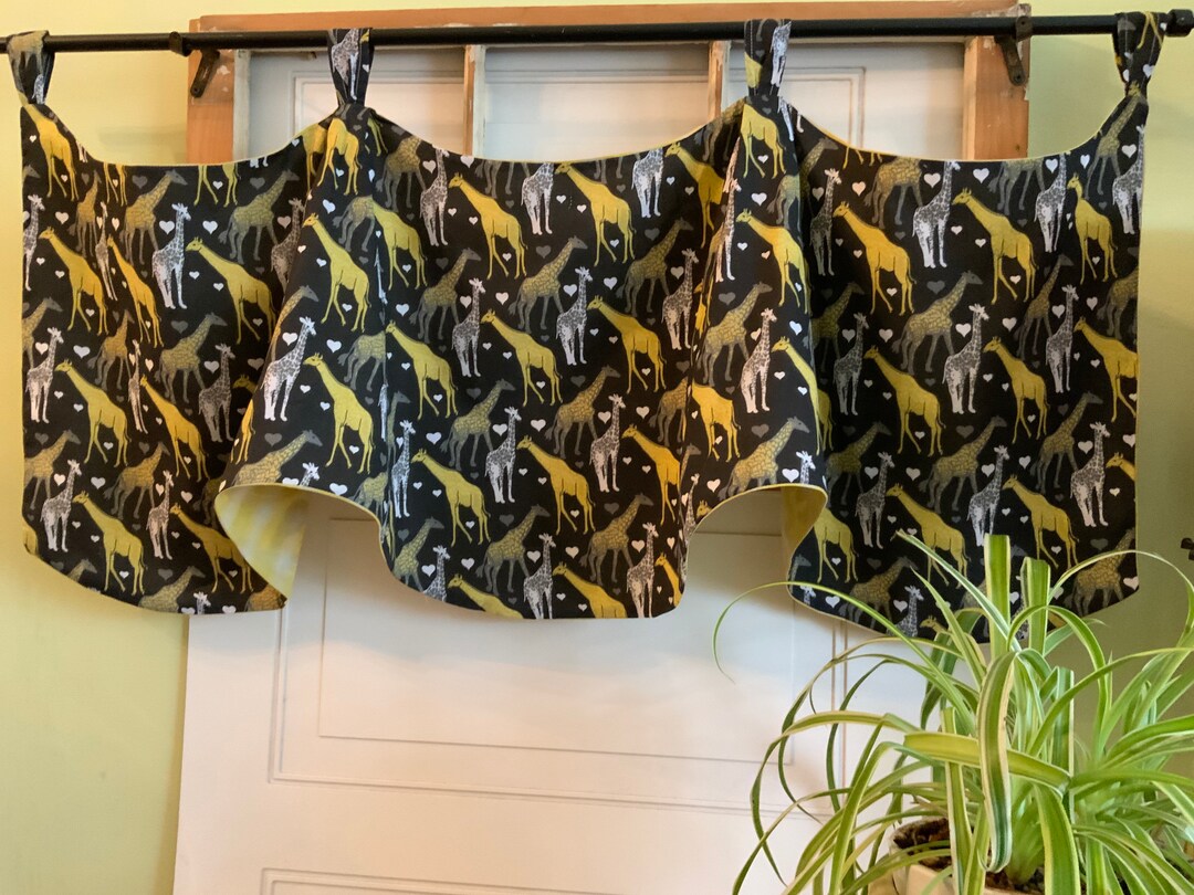 Double Sided Giraffes Black Lime Green Valance - Etsy