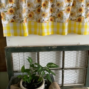 Sunflowers and Birds Valance, French Country Decor. Spring Decor Yellow ...