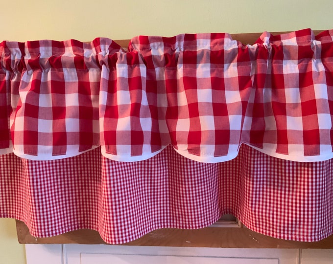 Red White Plaid Farmhouse Decor Valance - Etsy