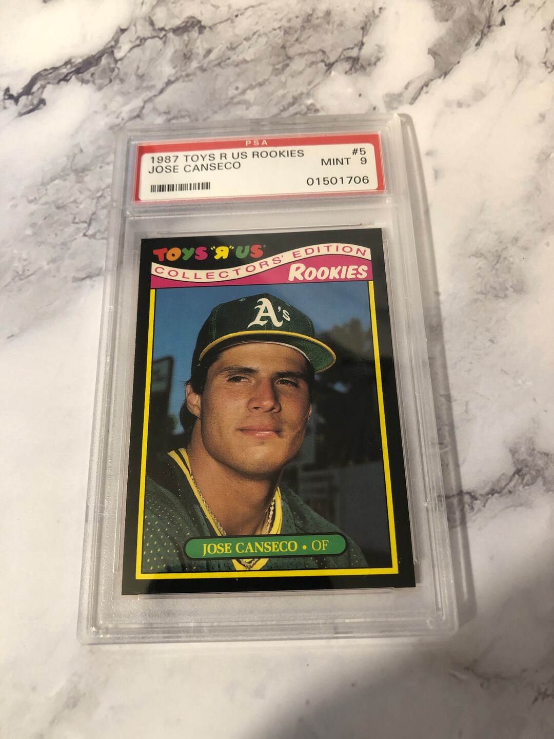 1987 Toys R Us Rookies Jose Canseco #5 PSA Mint 9 Baseball Trading Card ...