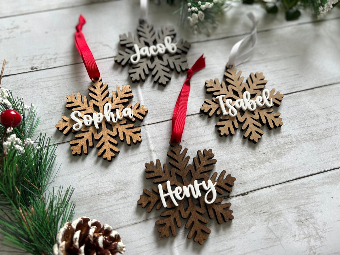 Personalized Snowflake Christmas Ornament / Snowflake Stocking Tag ...