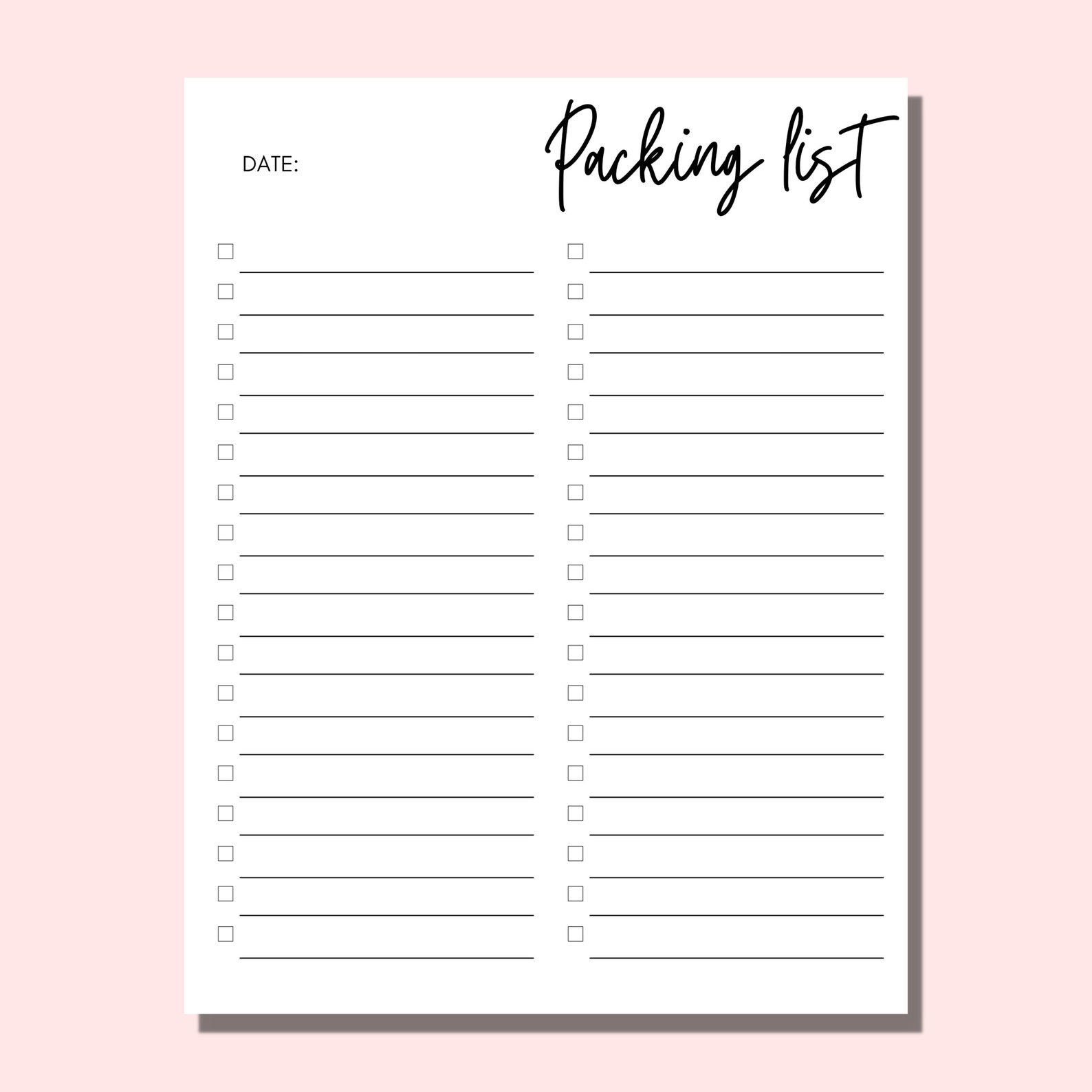 Packing Checklist Printable Packing List Digital Download | Etsy Canada