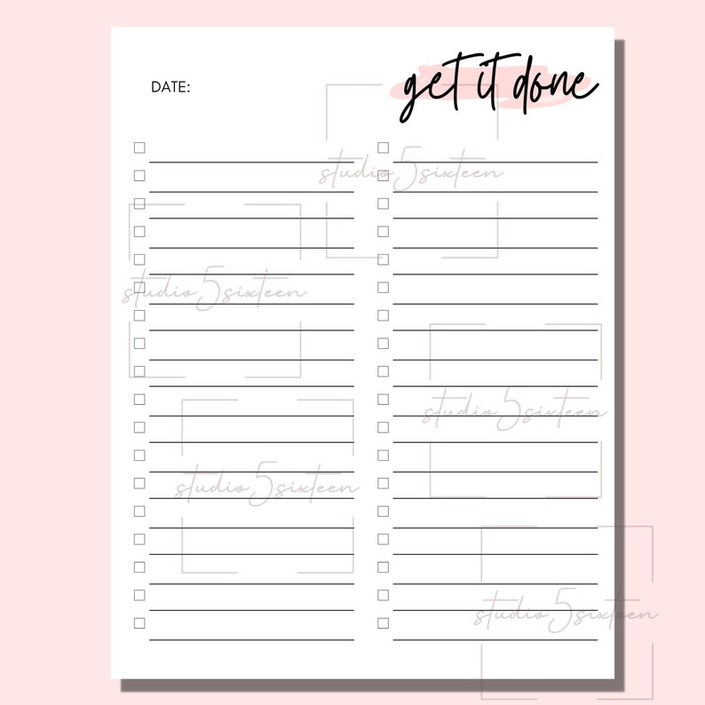 Get It Done Checklist Printable | to Do List | Digital Download ...
