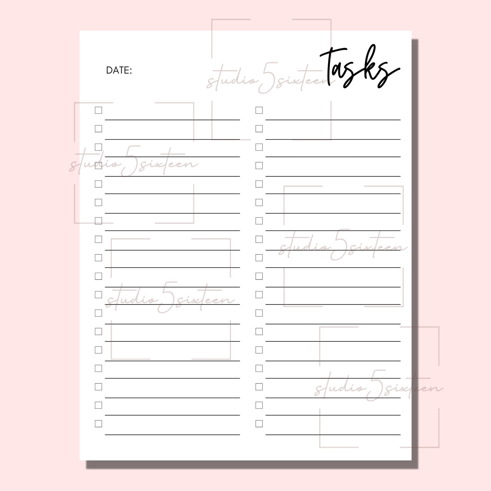 Task Checklist Printable | Tasks List | Digital Download Checklist ...
