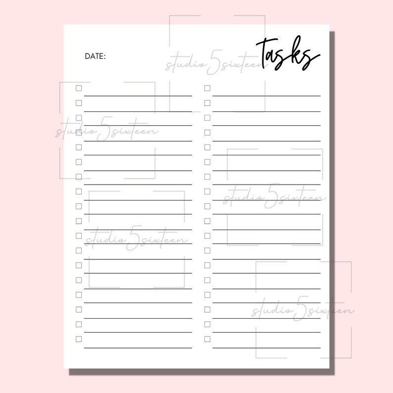 Task Checklist Printable | Tasks List | Digital Download Checklist ...