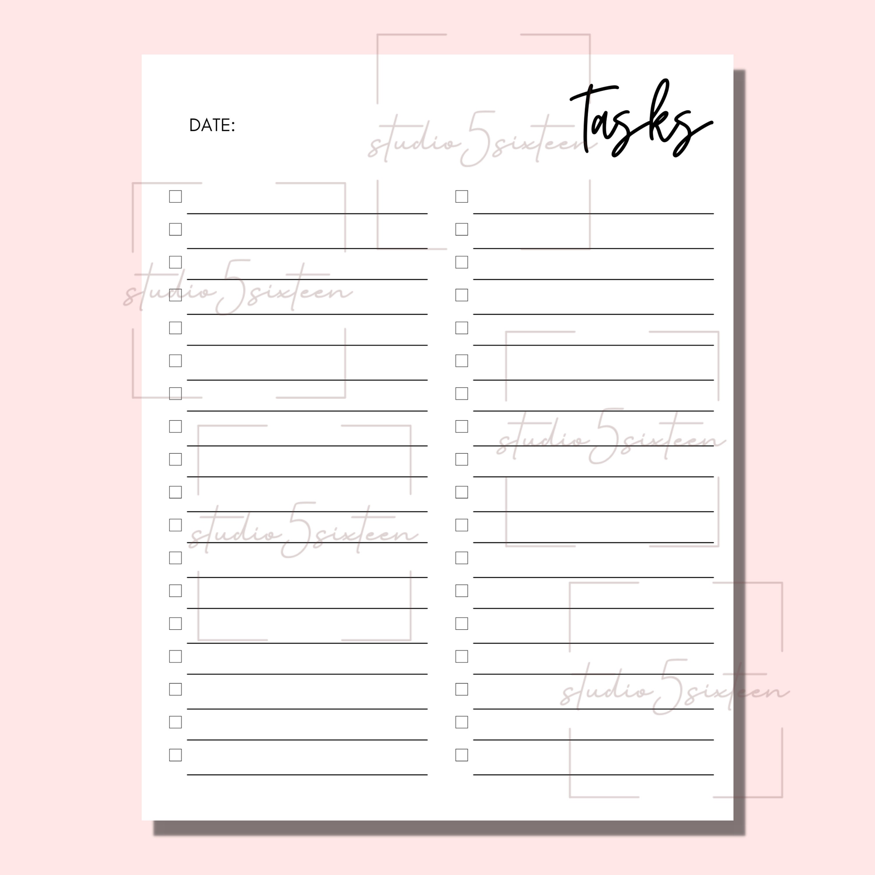 Task Checklist Printable | Tasks List | Digital Download Checklist ...