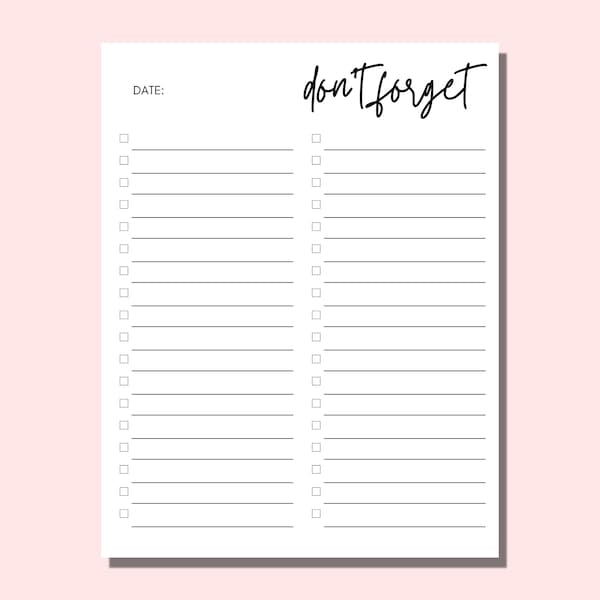 Dont Forget List - Etsy