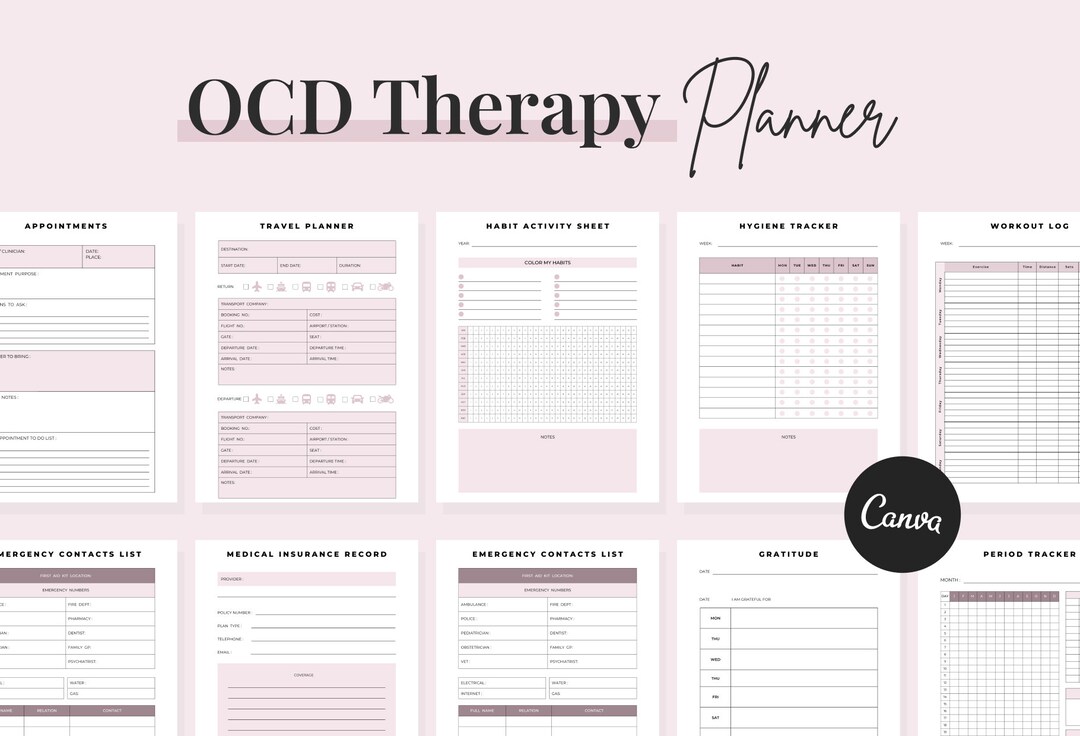 OCD Therapy Planner Editable Printable Journal Mental Health - Etsy