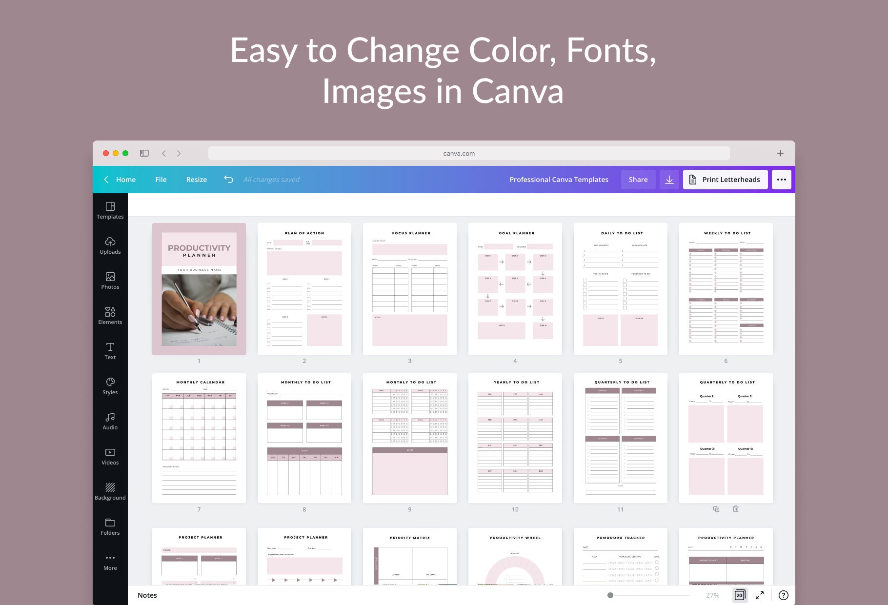 To Do Lists and Productivity Printable Editable Canva Template - Etsy
