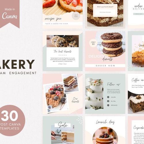 Bakery Canva IG Templates Baking Instagram Post Bakery - Etsy