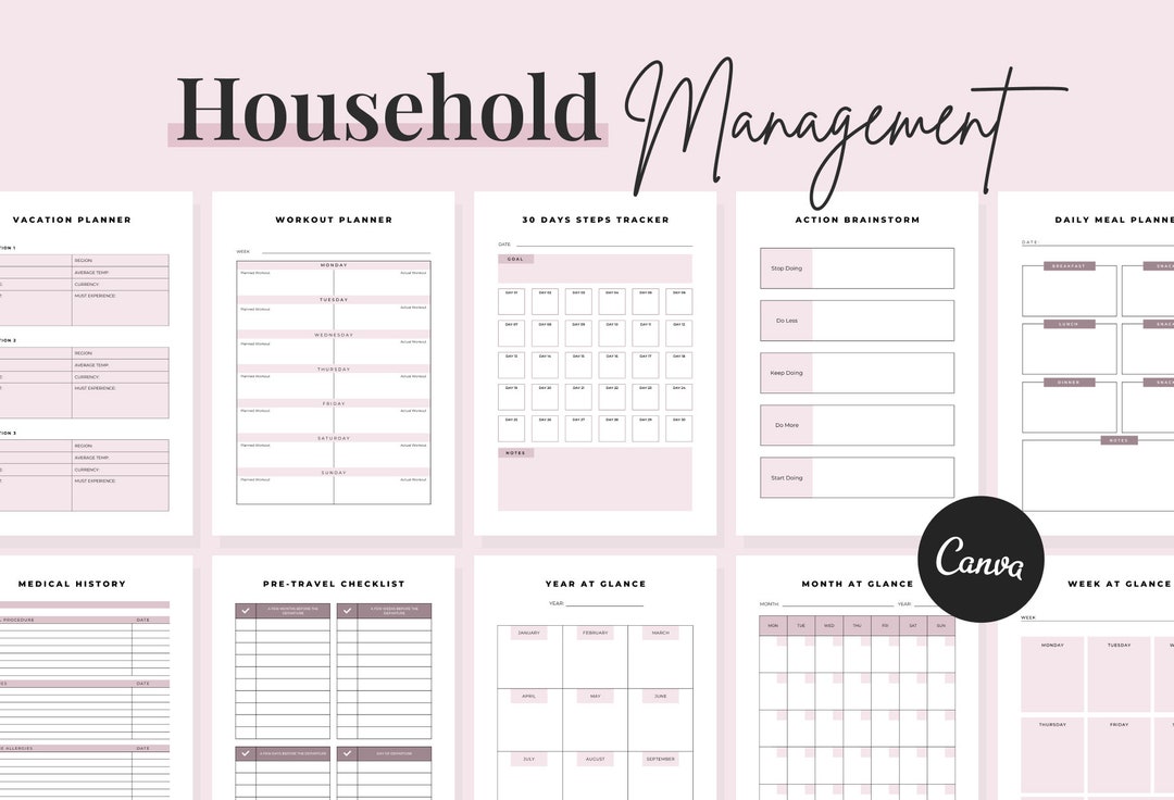 Household Management Binder Printable Editable Planner Template Life ...