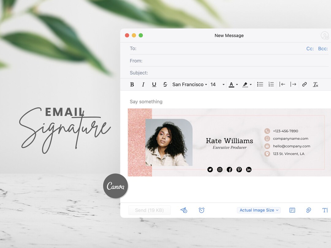 Kate Email Signature Canva Template Email Signature Footer, Newsletter ...
