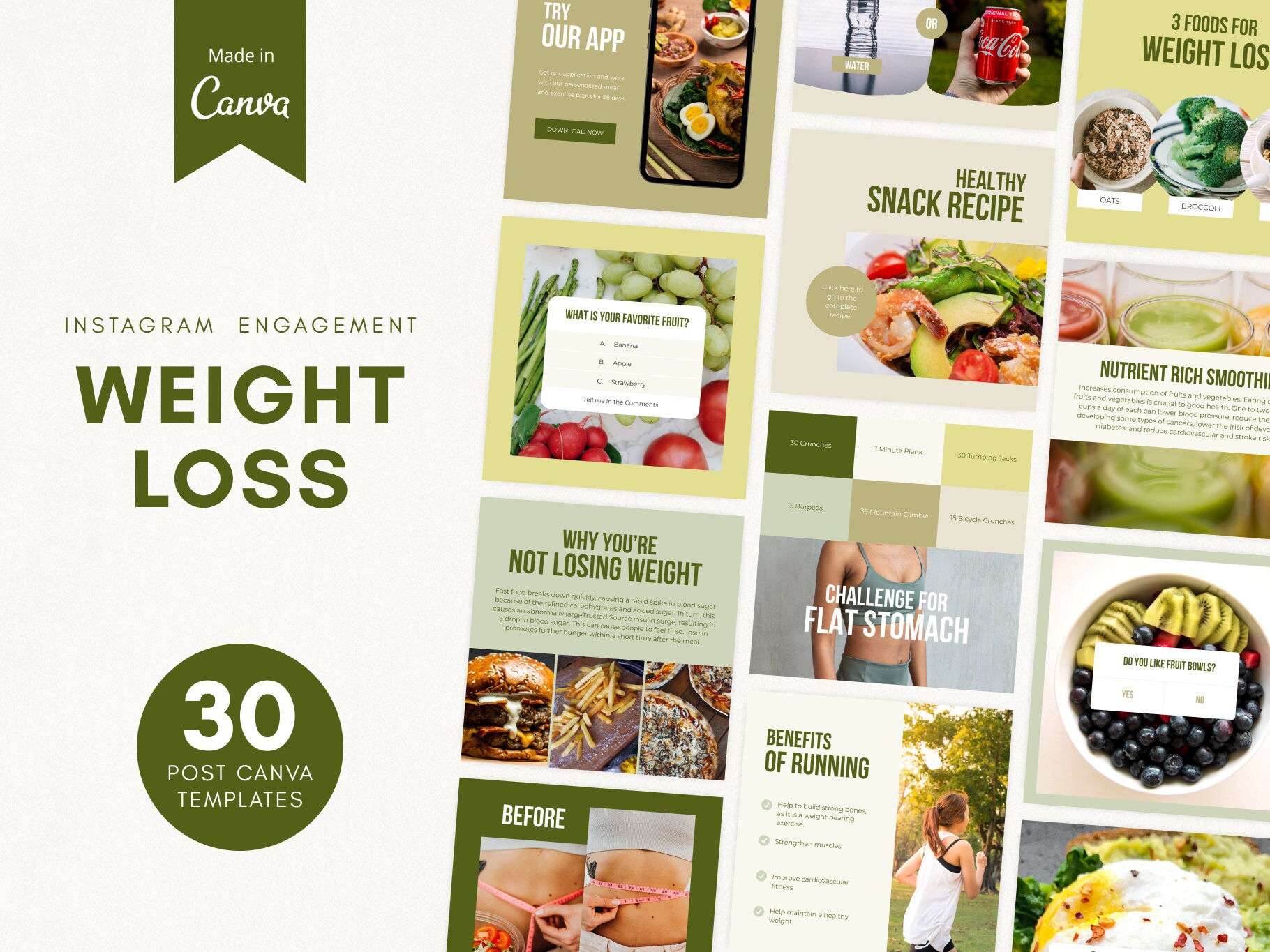 30 Weight Loss Instagram Post Fitness Nutrition Coach Templates ...