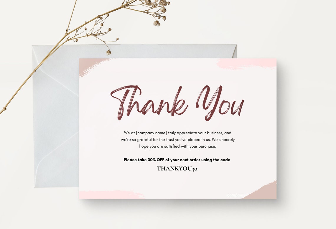 Printable & Editable Thank You Card Packaging Small Business Insert ...