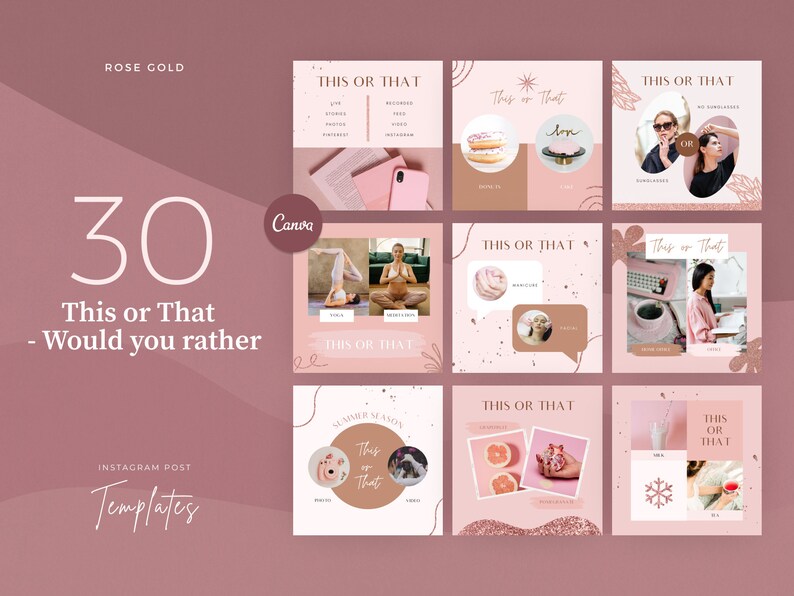 30 This or That Would You Rather Instagram Engagement Post - Etsy