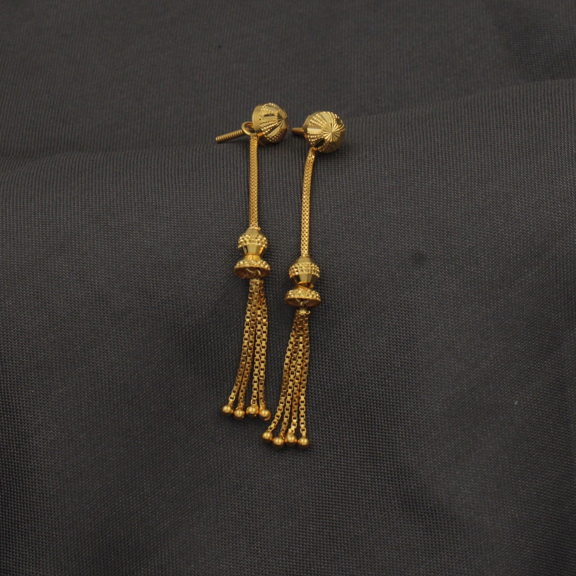 22k Gold Earrings Jewelry From India P2009 - Etsy