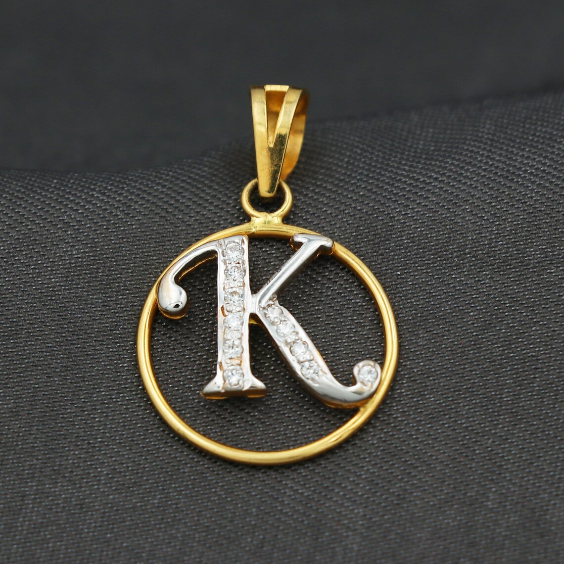 K Letter Pendant Alphabet K Initials Name Locket in 22k - Etsy