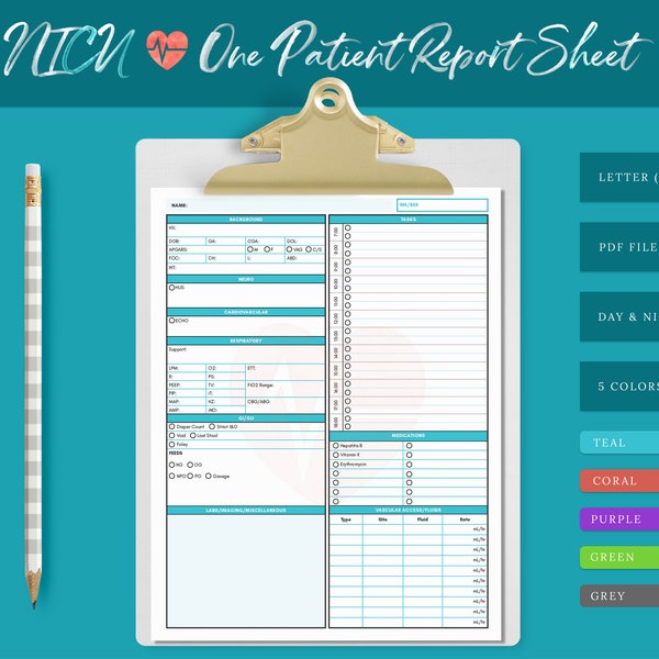One Patient Report Template - Etsy