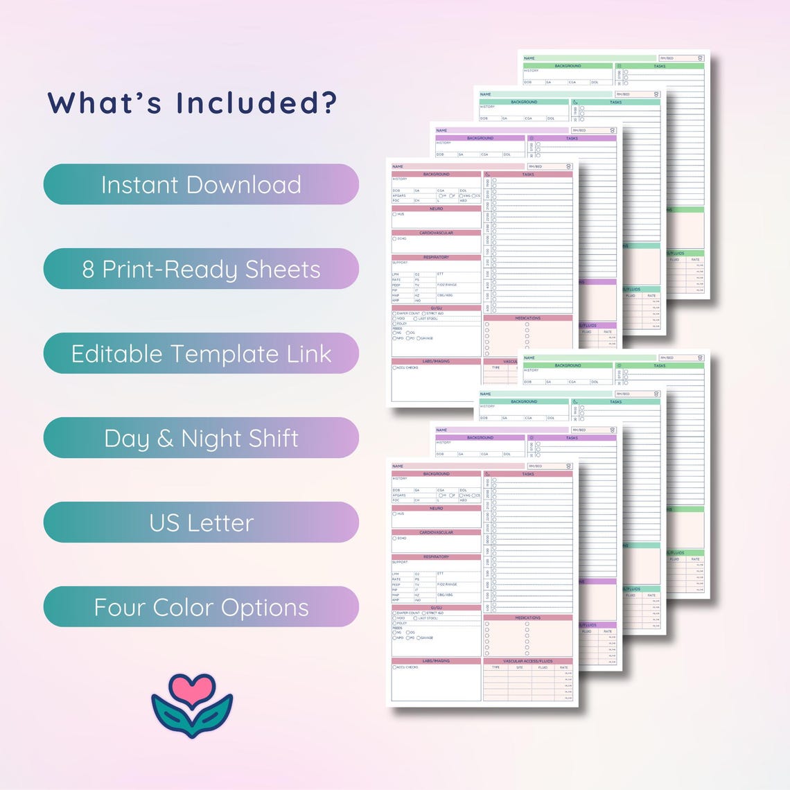 NICU Printable Nursing Report Sheet, Nurse Brain Sheet, One Patient Report Template, Nurses ...