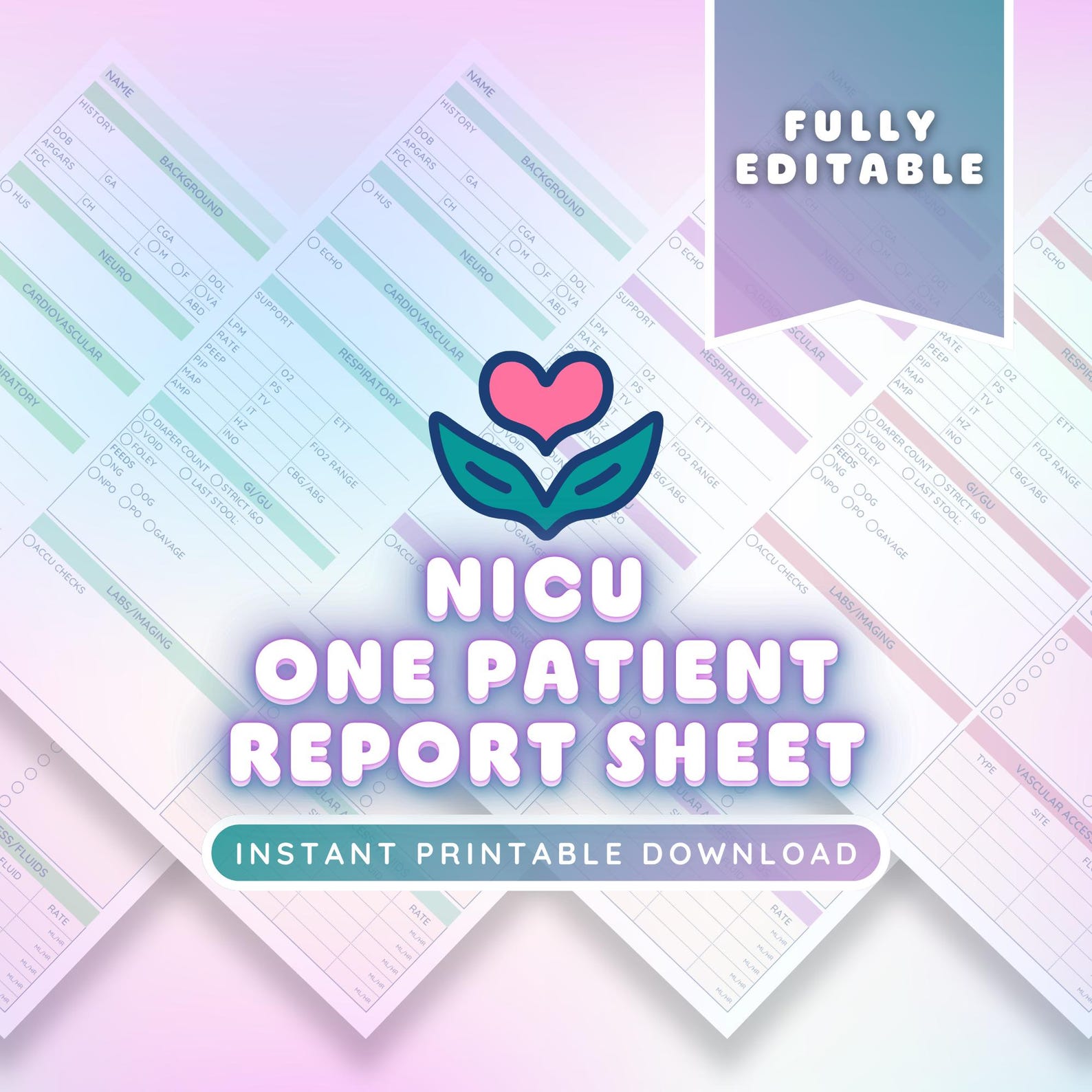 NICU Printable Nursing Report Sheet, Nurse Brain Sheet, One Patient Report Template, Nurses ...