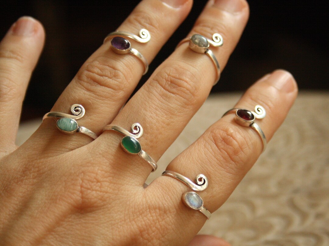 Adjustable Silver Rings With Natural Stones - Elegant Jewelry for ...