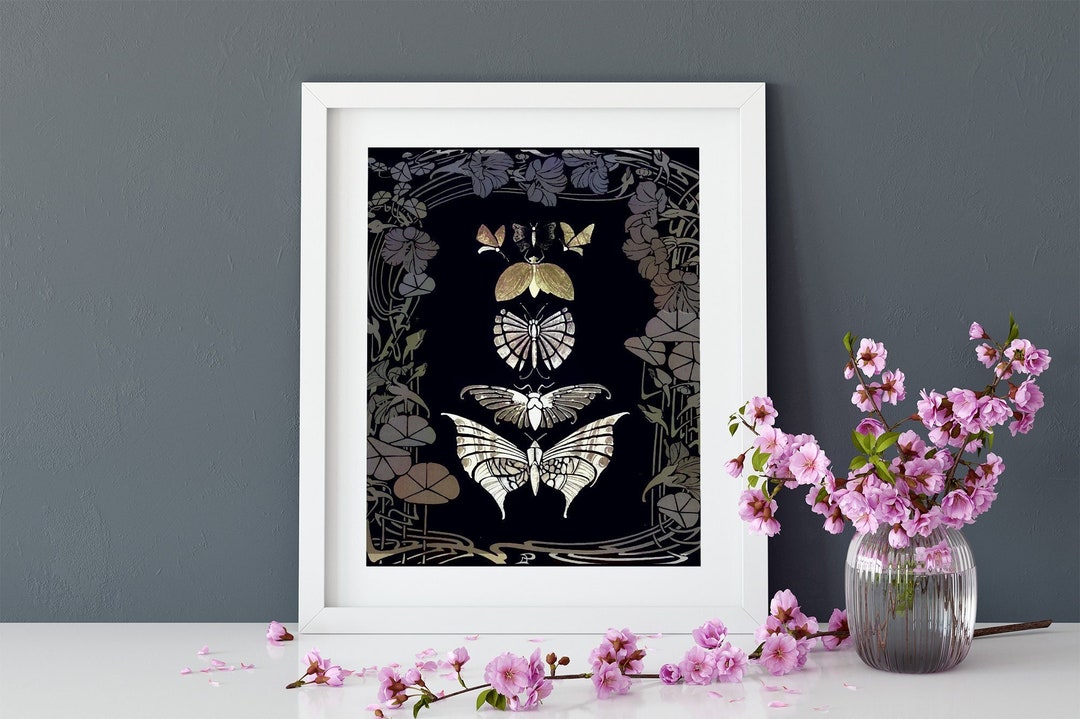 Butterflies Art Nouveau Printable - Art Deco Butterflies - Vintage ...