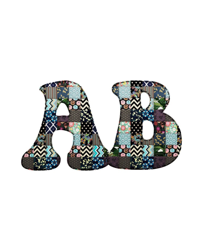 Patchwork Alphabet PNG Fabric Letters PNG Nursery Letters - Etsy