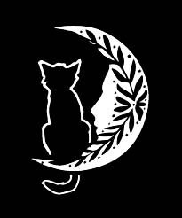 Cat Moon Svg Cat Stencil Eps and Png Mystic Cats Digital | Etsy
