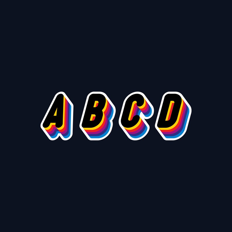 80s Alphabet Rainbow Retro Font 3d Letters SVG 3d - Etsy