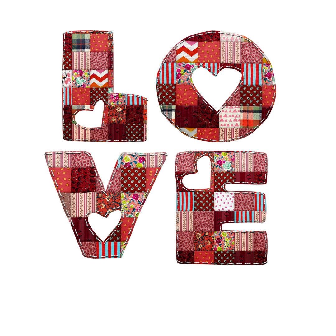 Patchwork Alphabet Red PNG - Fabric Letters PNG - Nursery Letters ...
