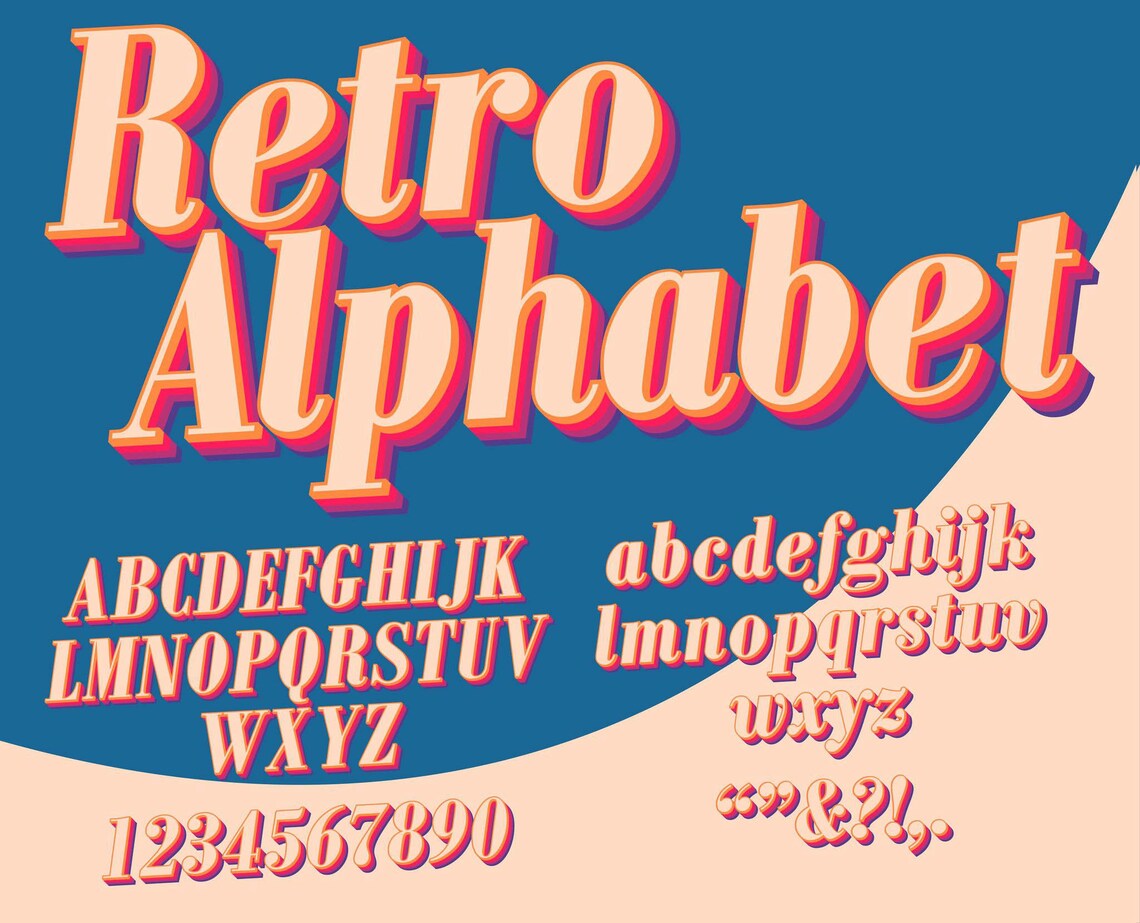 Vintage Alphabet Retro Alphabet Elements Digital 70s - Etsy