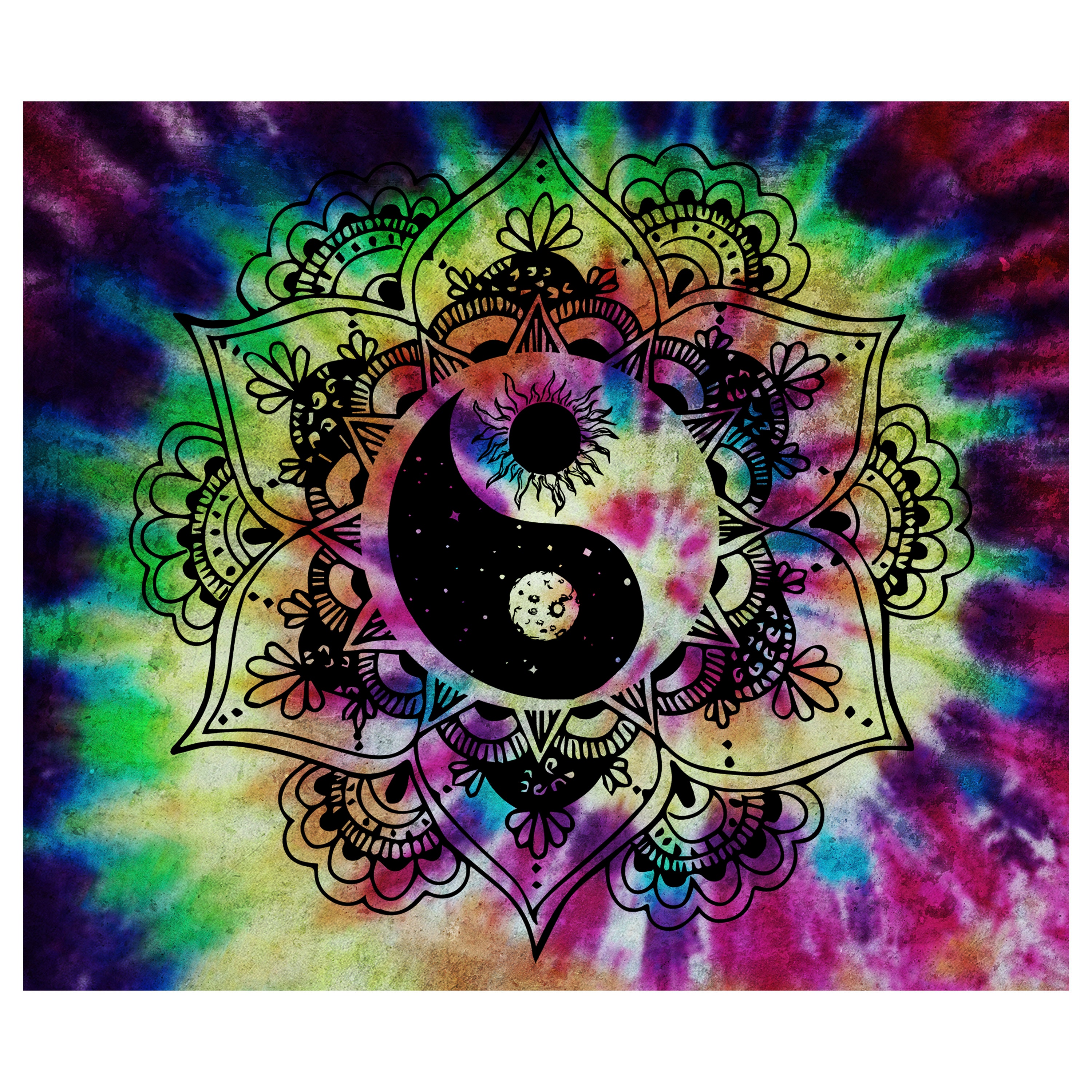 Yin Yang Tie Dye - 60s Hippy Designs - Stickers Png - Elements Digital ...