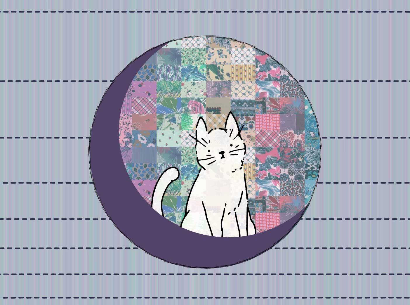 Cat Moon Svg Cat Drawing Eps and Png Mystic Cats Digital | Etsy