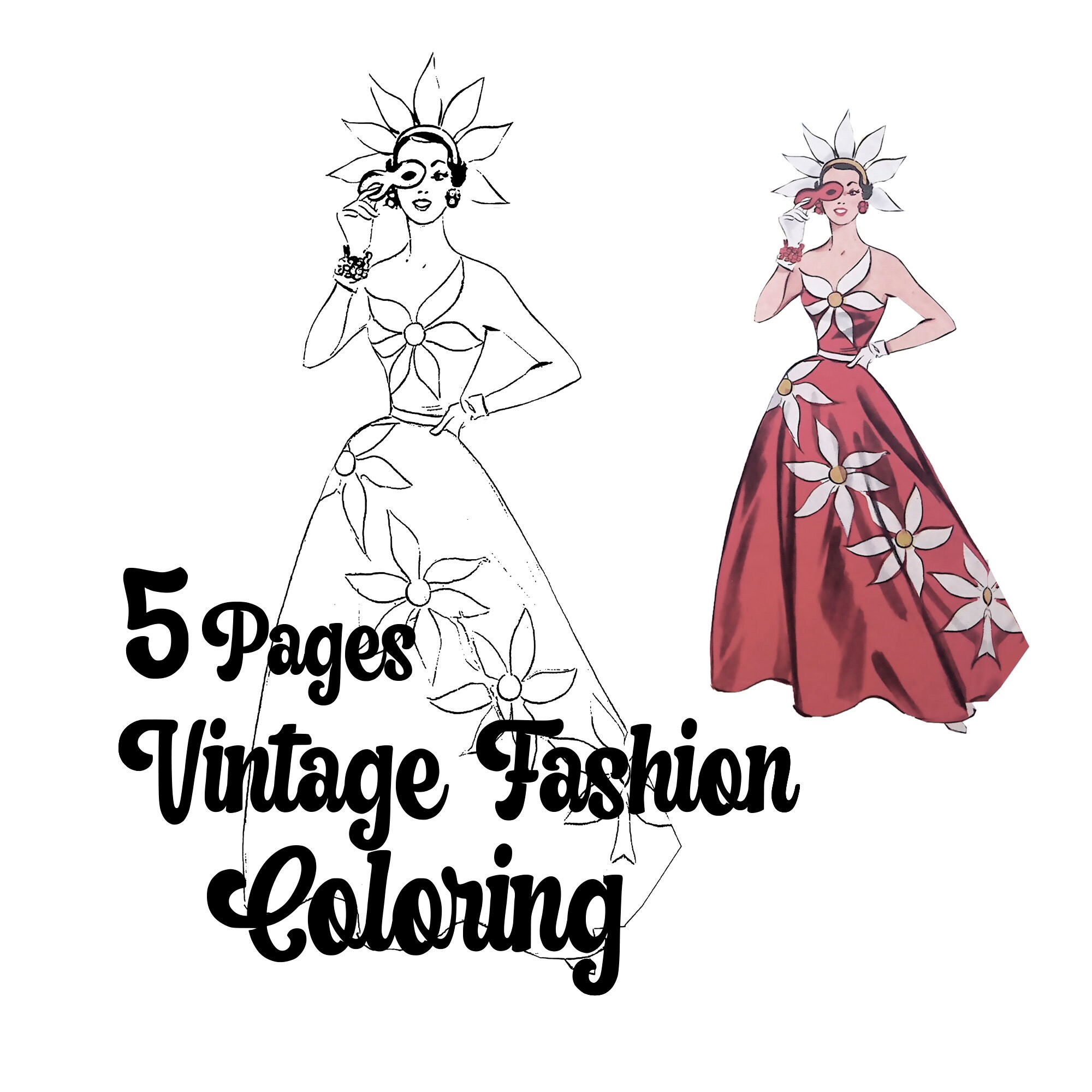 Vintage Fashion Coloring Pages