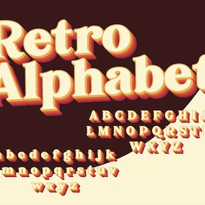 Vintage Alphabet - Retro Alphabet - Elements Digital - 70s -groovy ...