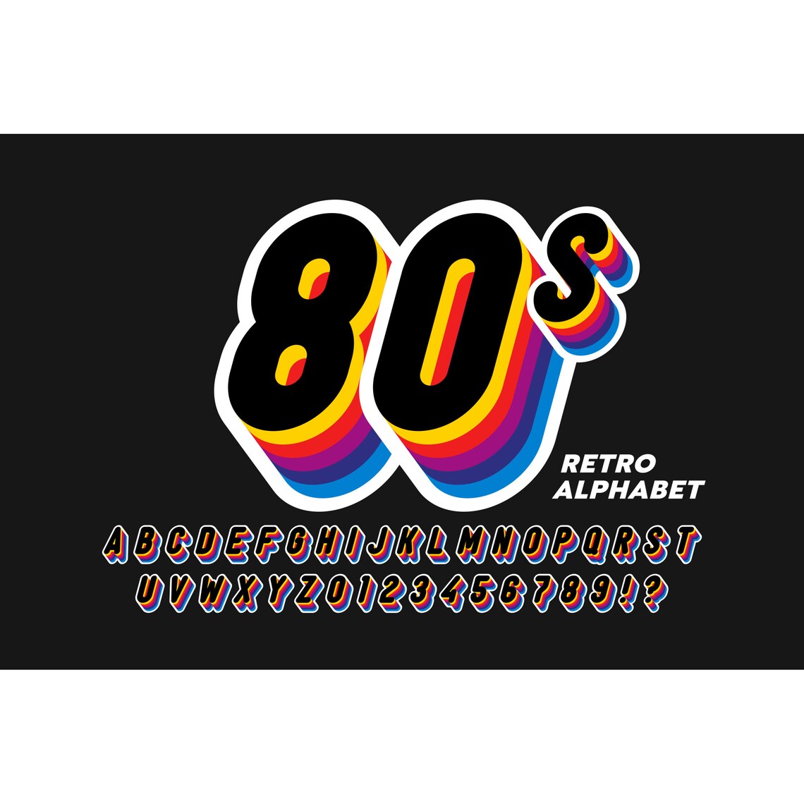 80s Alphabet Rainbow Retro Font 3d Letters SVG 3d | Etsy