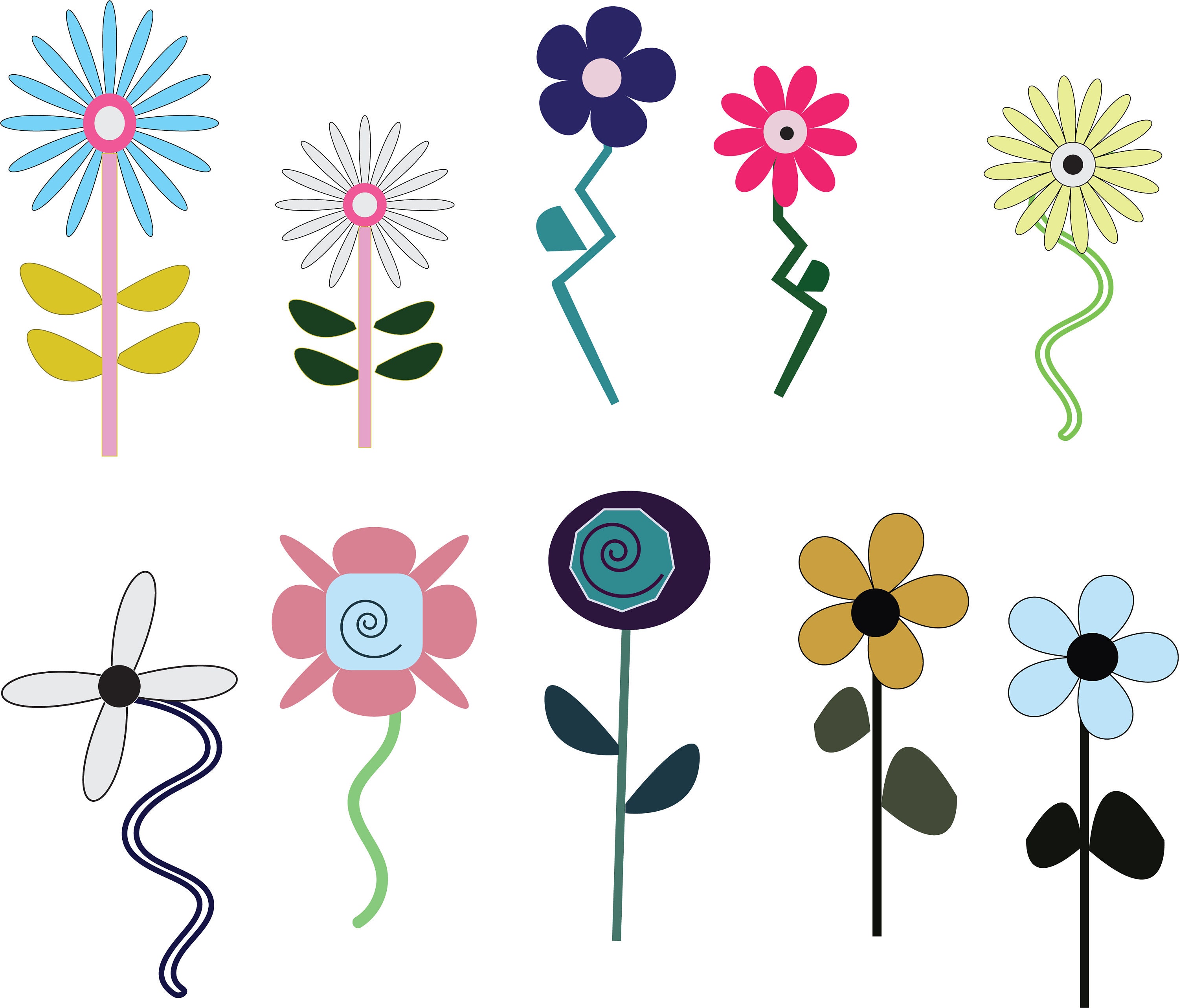 Whimsical Flower Drawings