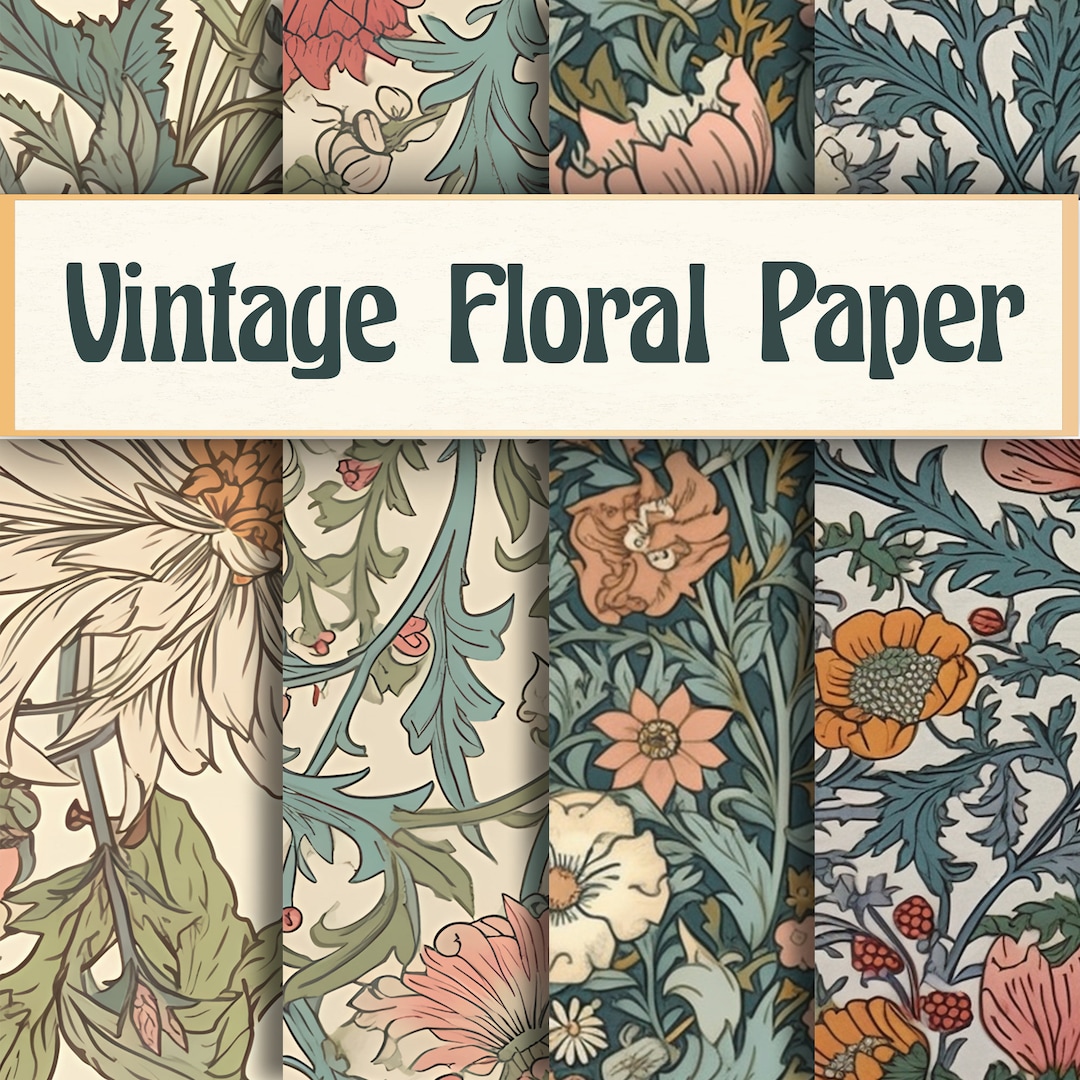 Vintage Floral Paper - Scrapbook Paper - Art Nouveau Style - William ...