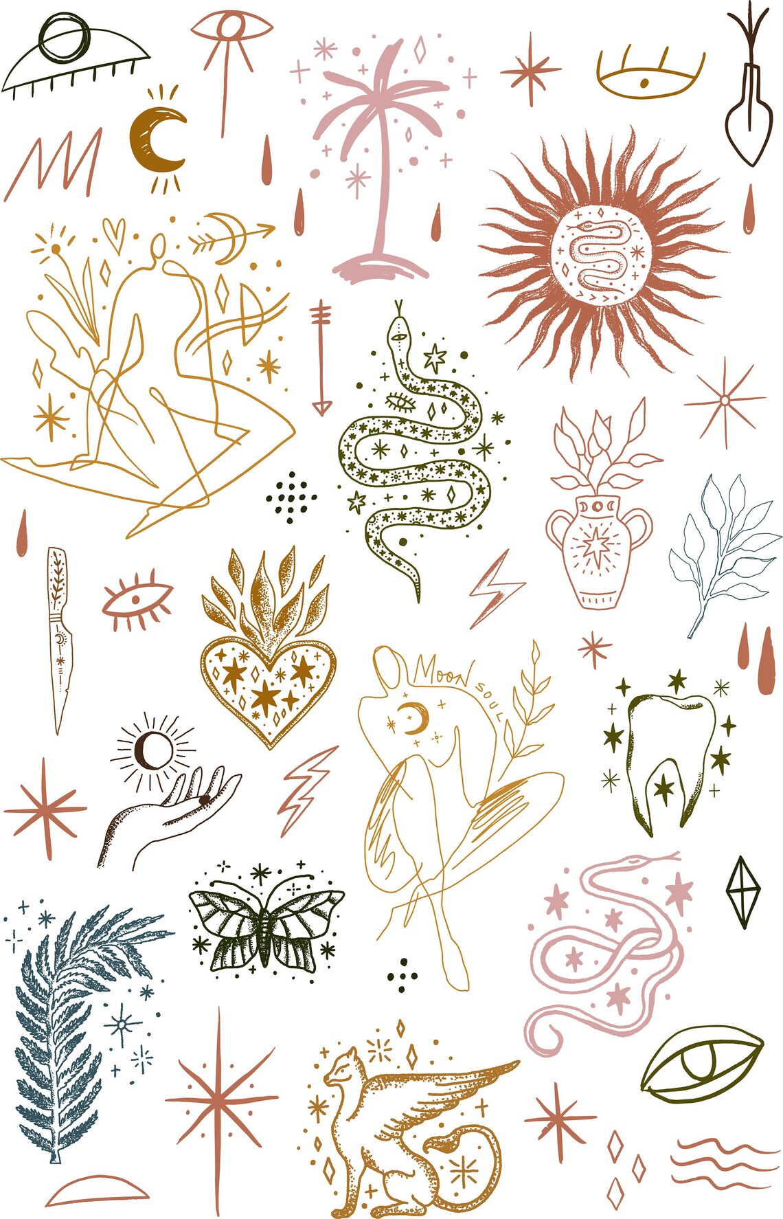 Esoteric Png Snakes SVG Witchy Mystic Boho Celestial - Etsy