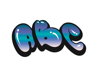 Graffiti Alphabet Purple Bubble Alphabet Graffiti Bubble in Eps Svg Png ...