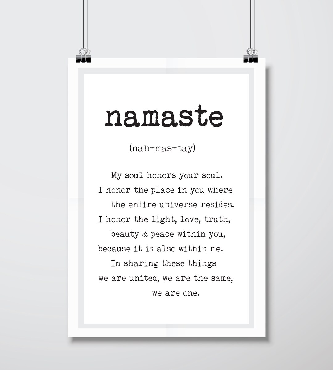 Namaste Poster - Namaste Definition Print Downloadable - High Quality ...