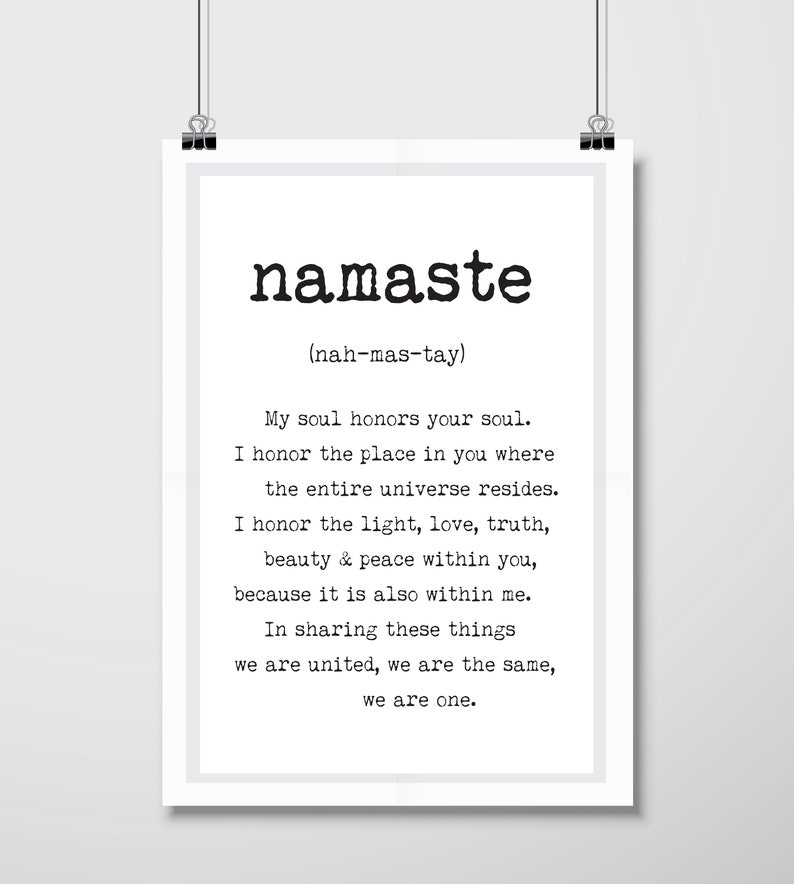 Namaste Poster Namaste Definition Print Downloadable High - Etsy