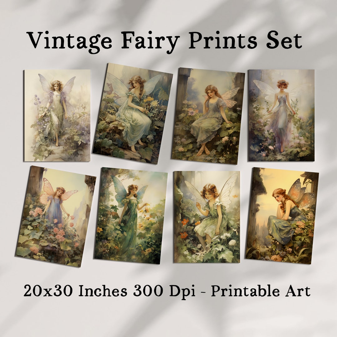 Fairy Art Prints - Vintage Fairy Ephemera - Fairy Cards - Printable ...