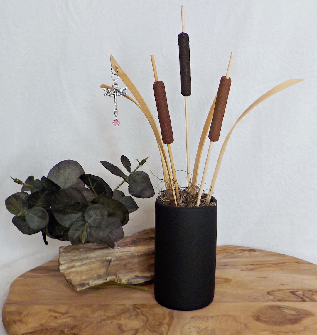 Cattails Decor, Realistic Polymer Clay Cattails, Cattail Arrangement ...