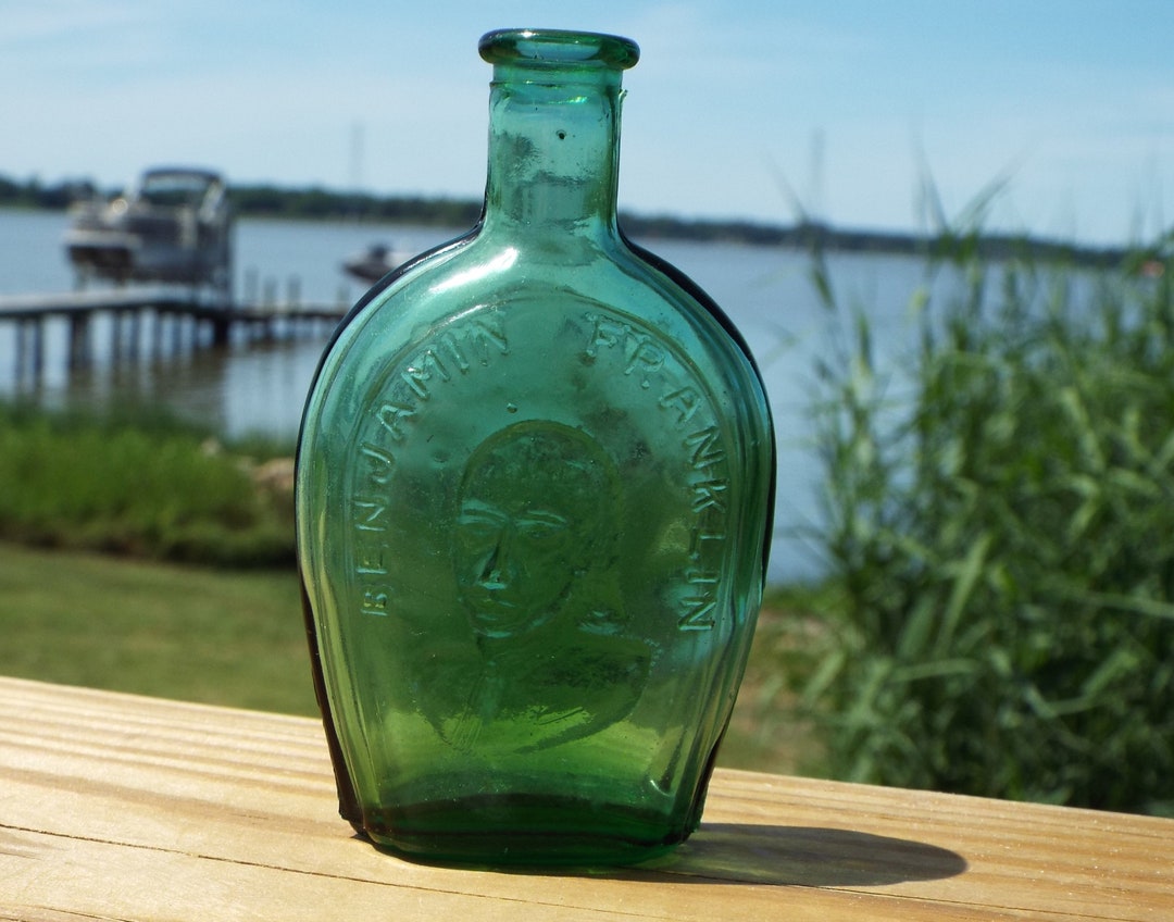 Green Benjamin Franklin Vintage Bottle - Etsy